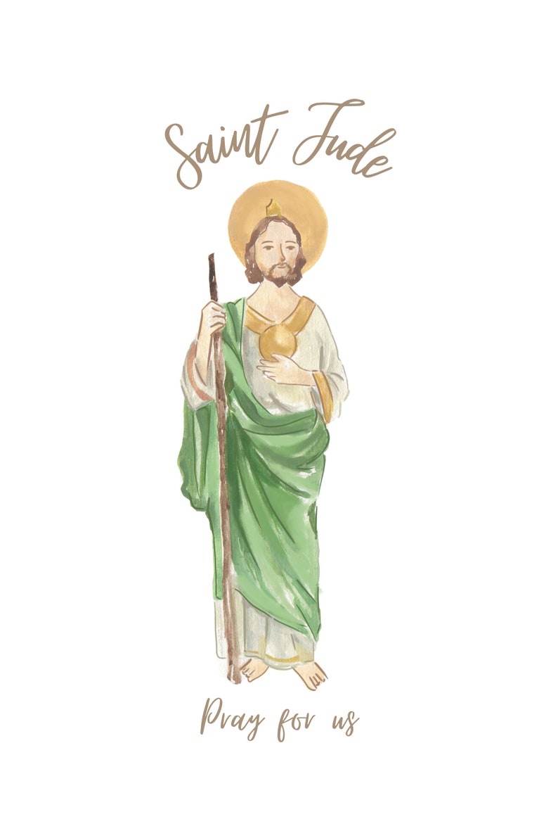 Saint Jude Wall Art Catholic Illustration - Etsy
