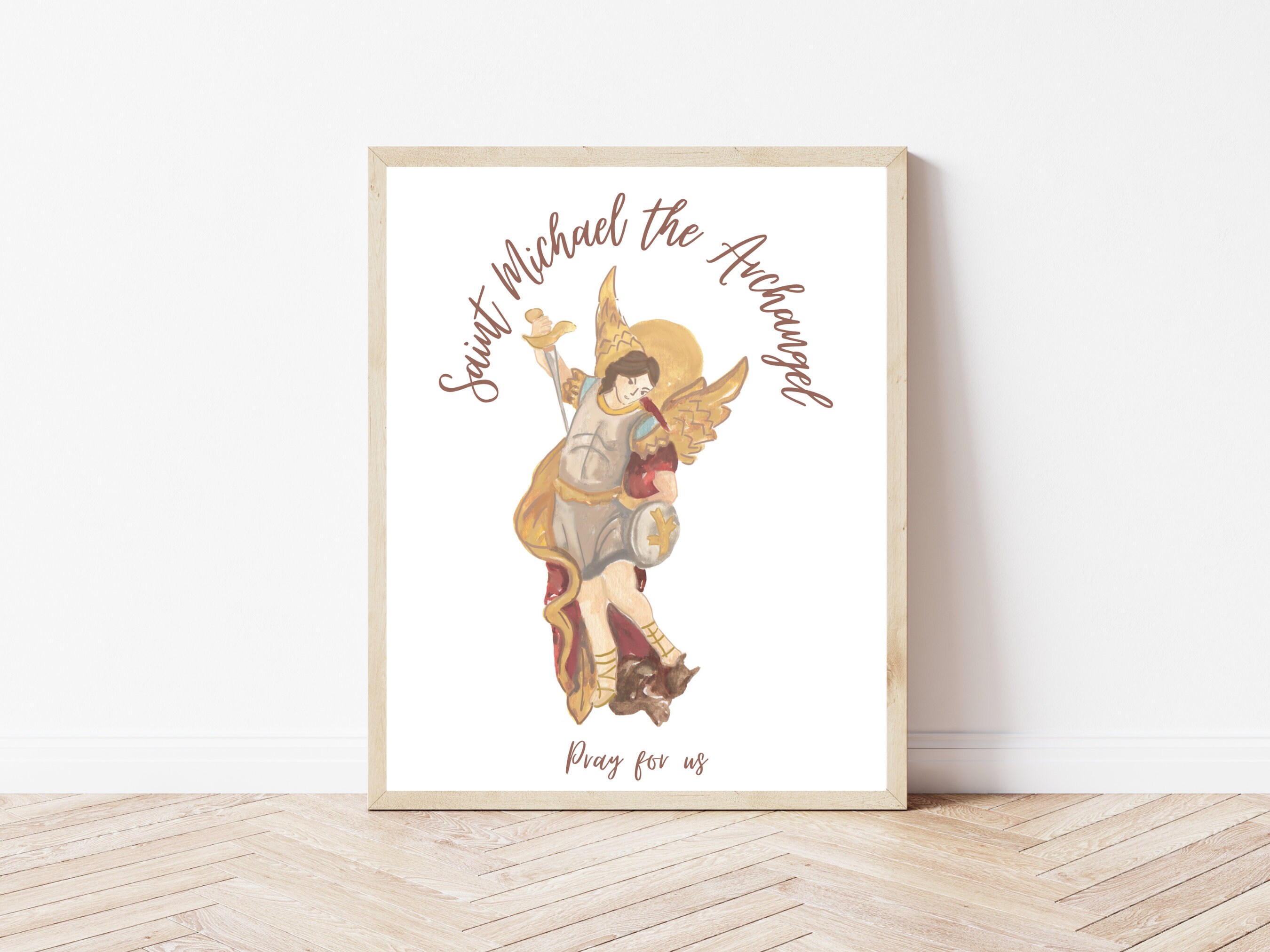 Saint Michael the Archangel Wall Art Catholic Illustration - Etsy