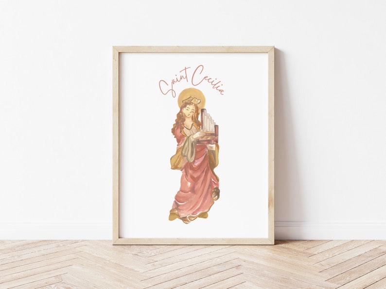 Saint Cecilia Wall Art Catholic Illustration DIGITAL DOWNLOAD - Etsy