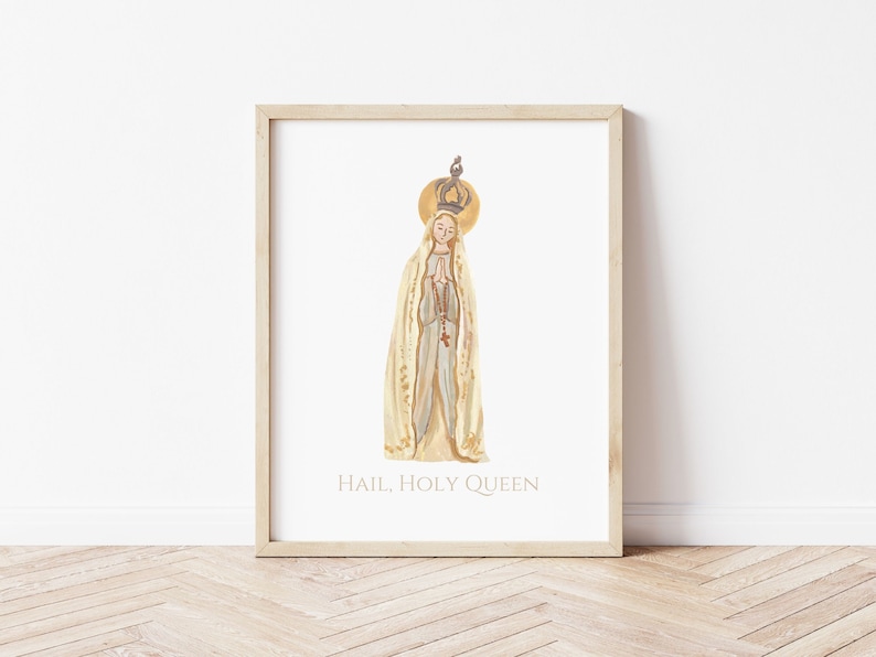 Hail Holy Queen Mary Our Lady Print Catholic Wall Art Marian Month ...