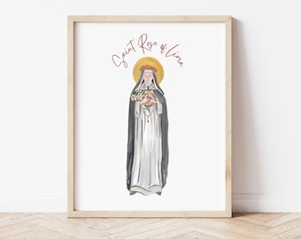 St. Rose of Lima Art Print Catholic Patron Saint - Etsy