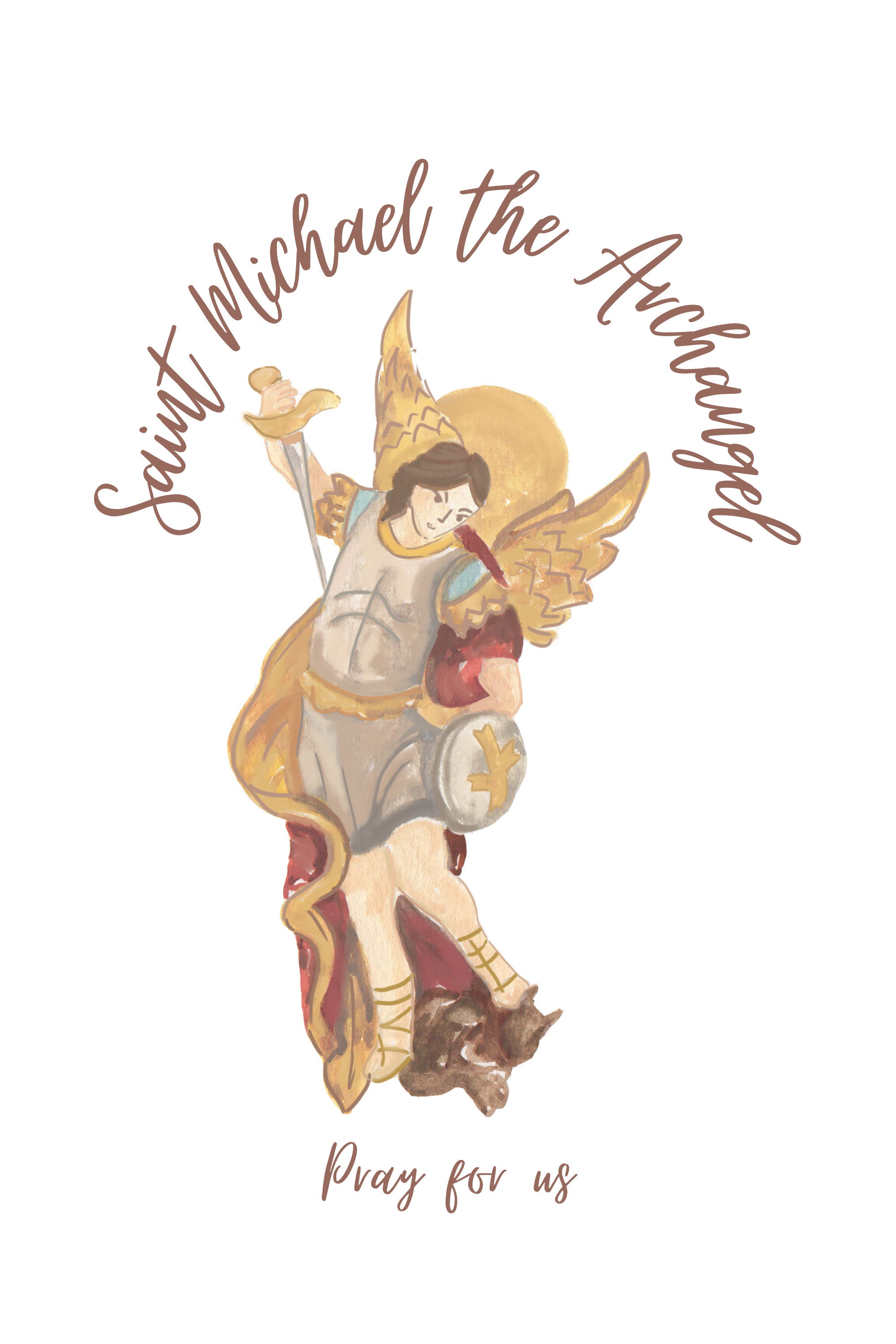 Saint Michael the Archangel Wall Art Catholic Illustration - Etsy