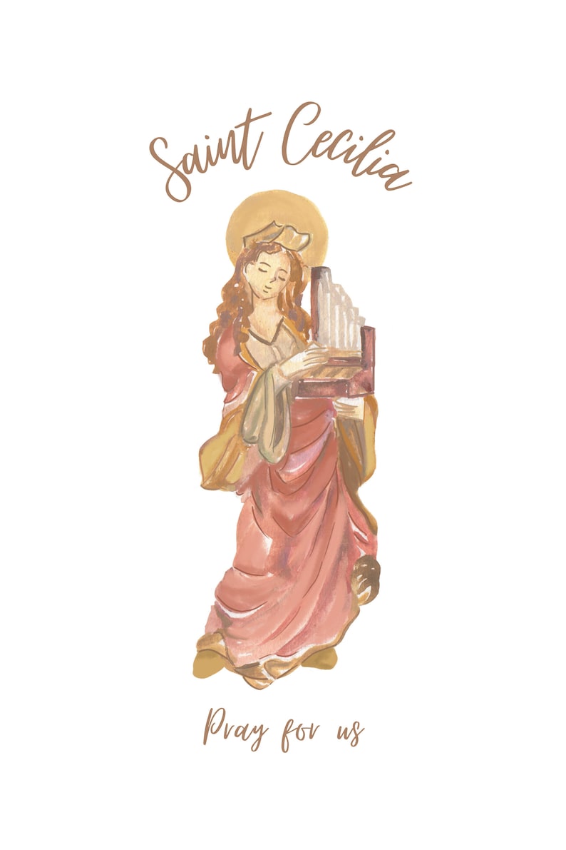 Saint Cecilia Wall Art Catholic Illustration - Etsy