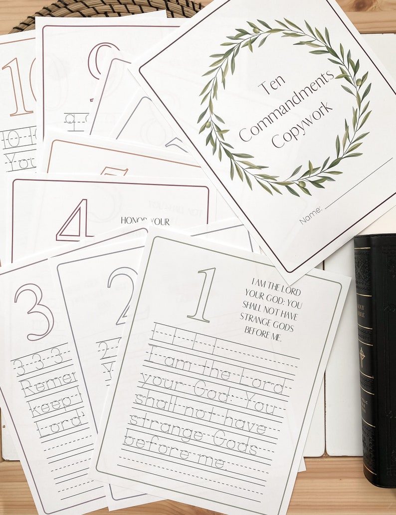 Ten Commandments Copywork Printable Catholic Copy Work - Etsy