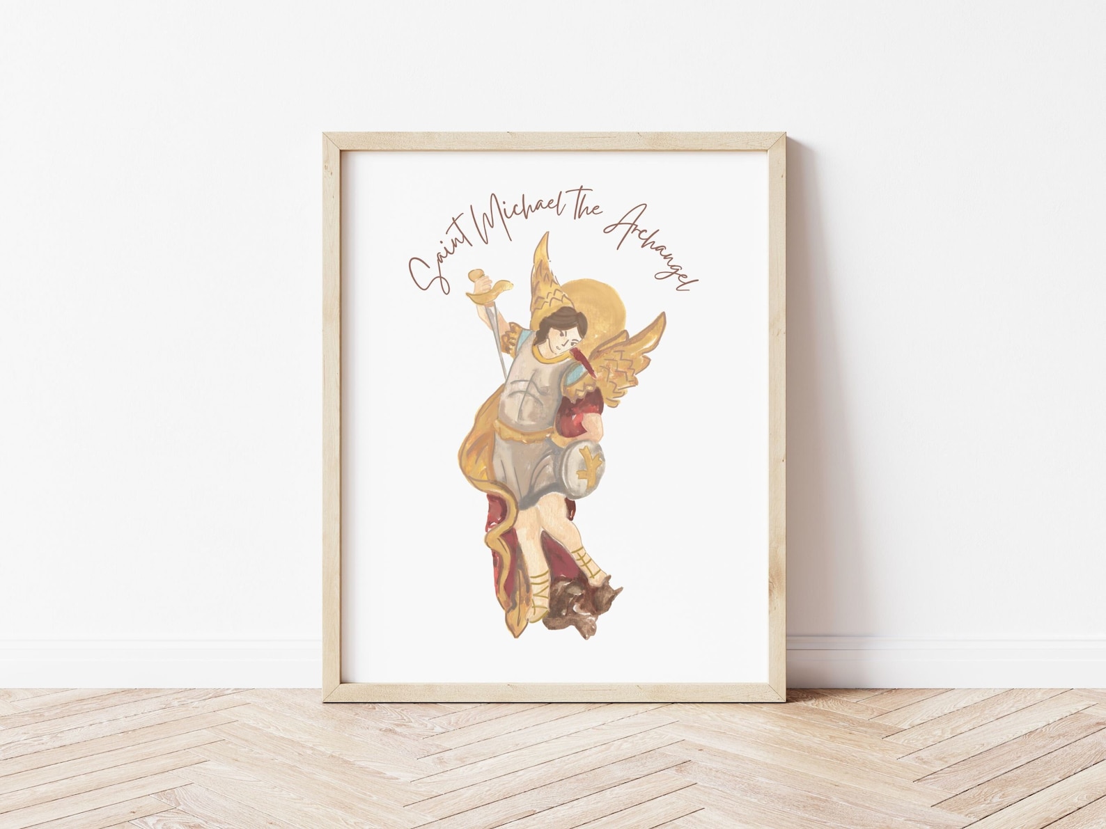 Saint Michael the Archangel Wall Art Catholic Illustration DIGITAL ...