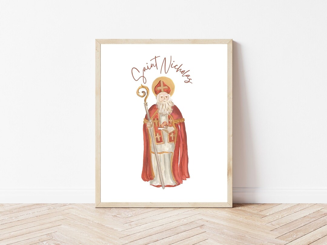 Saint Nicholas Print Wall Art Illustration Catholic Christmas DIGITAL ...