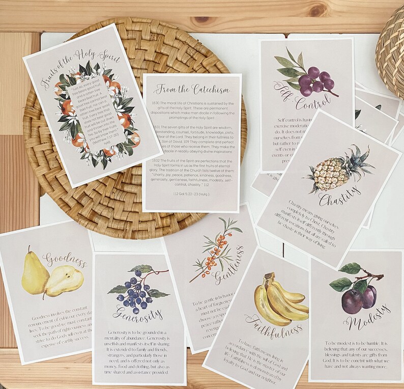 Fruits of the Spirit Cards Printable Catholic Christian - Etsy
