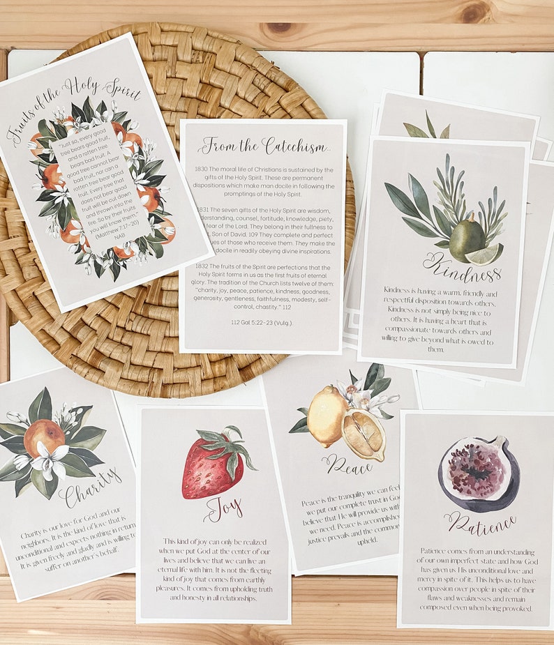 Fruits of the Spirit Cards Printable Catholic Christian - Etsy