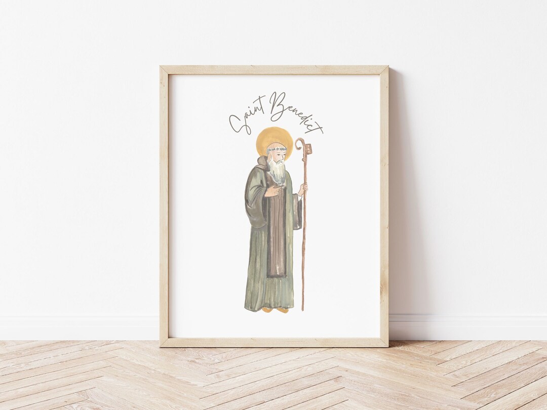 Saint Benedict Wall Art Catholic Illustration DIGITAL DOWNLOAD - Etsy