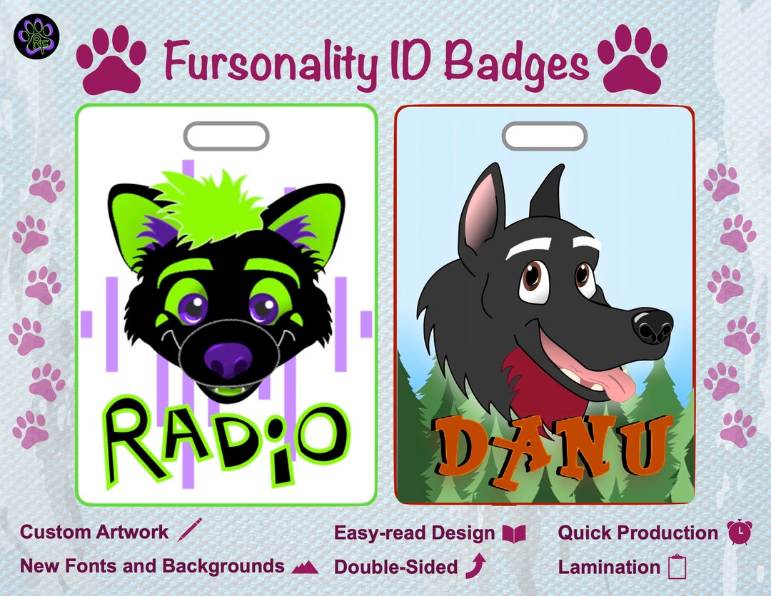 COMMISSION Fursonality ID Badge, Fursona Badge, Fursuit Badge, Two ...