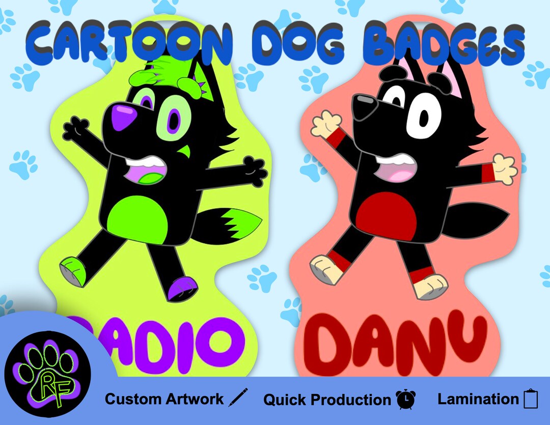 Cartoon Dog Fursona Badges, Bluey Badges for Fursuit - Etsy