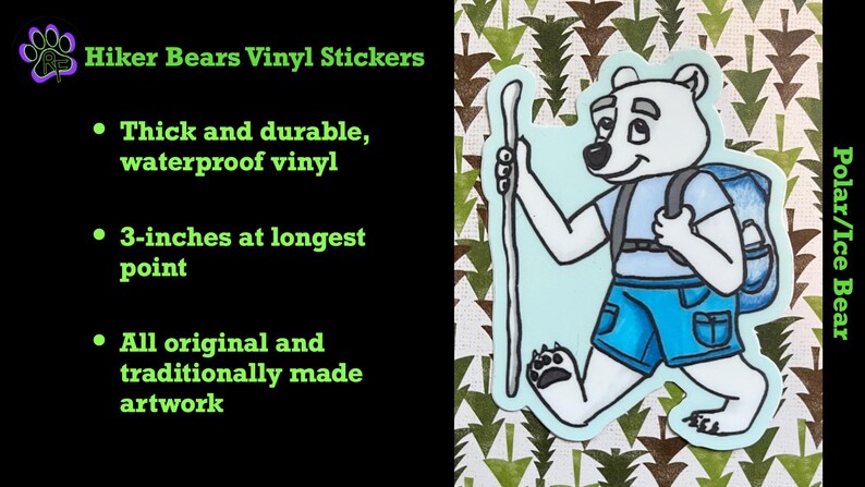 STICKERS, Hiker Bear Stickers, Vinyl Decals - Etsy