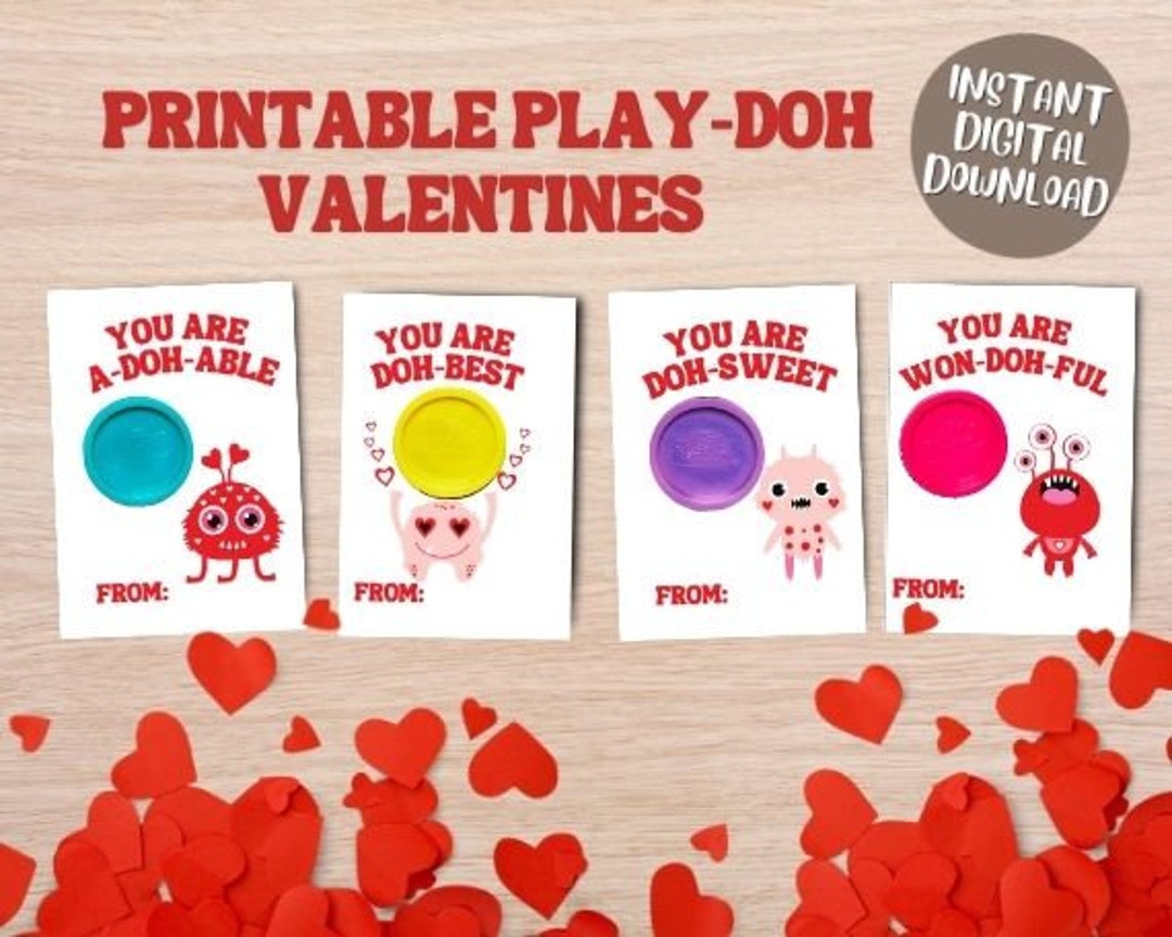 Play-doh Valentine Gift Card Printable Class Valentine's Day Gifts Non ...