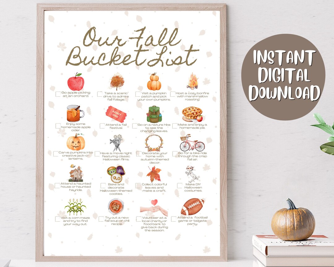 Fall Bucket List Printable Instant Download PNG - Etsy