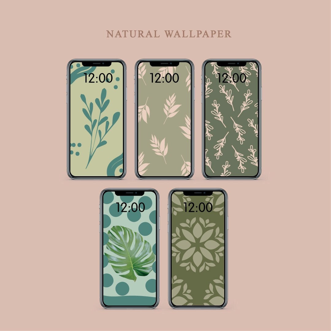 Natural Phone Wallpaper, Botanical Phone Background, Floral Design ...