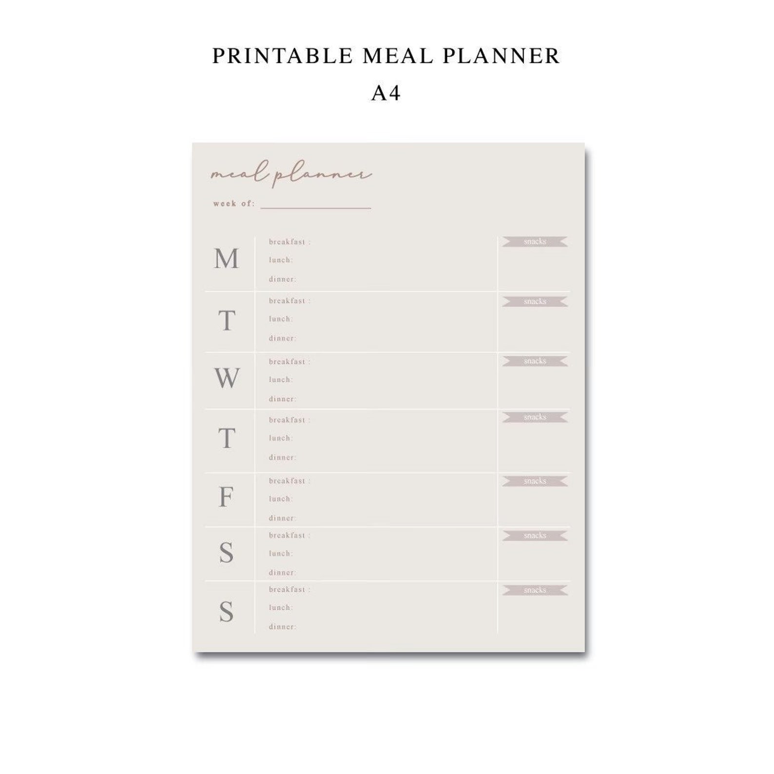 Minimalist Meal Planner, Meal Planner Printable, Menu Plan Printable ...