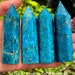 Natural Apatite Stone Tower Blue Single Point Crystal Tower Wand ...