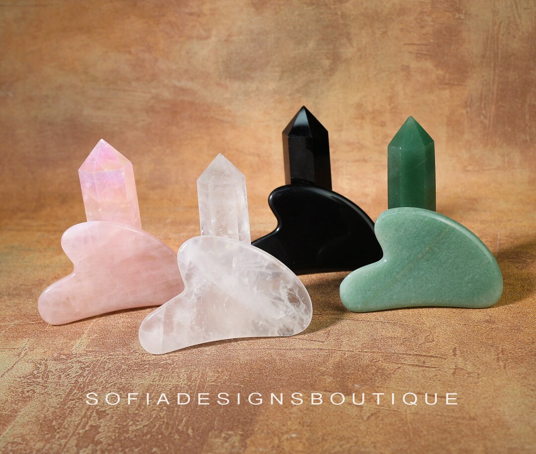 Crystal Gua Sha Tool Gemstone Scraping Plate Natural Stone Body and ...
