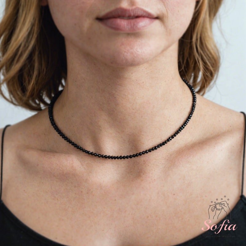 Black Agate 3mm Necklace - Etsy