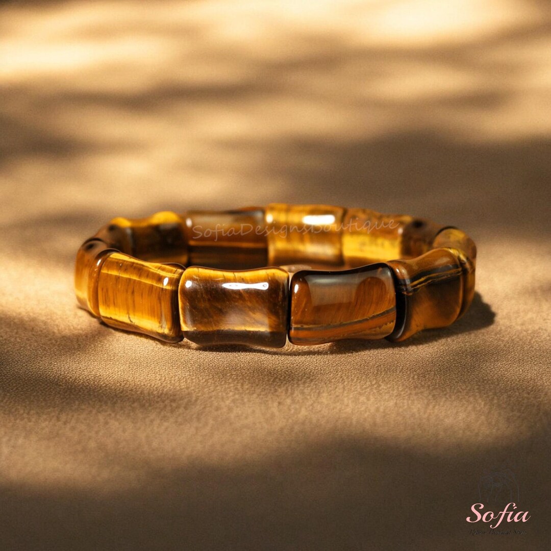Tiger’s Eye Stone Beaded Bracelet - Natural Gemstone Stretch Bracelet ...
