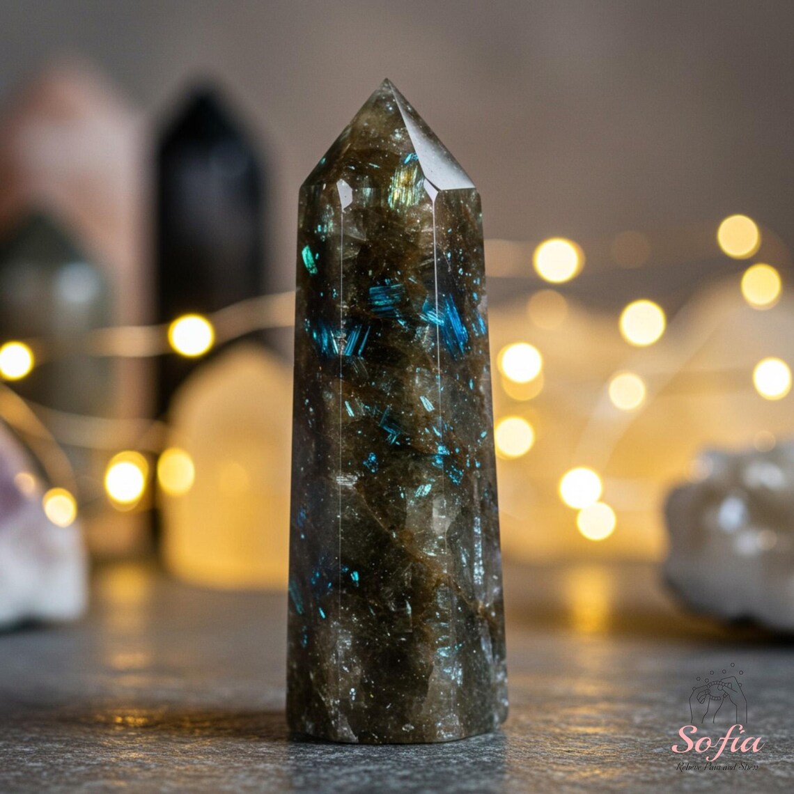 Natural Arfvedsonite Stone Tower - Black Single Point Crystal Tower ...