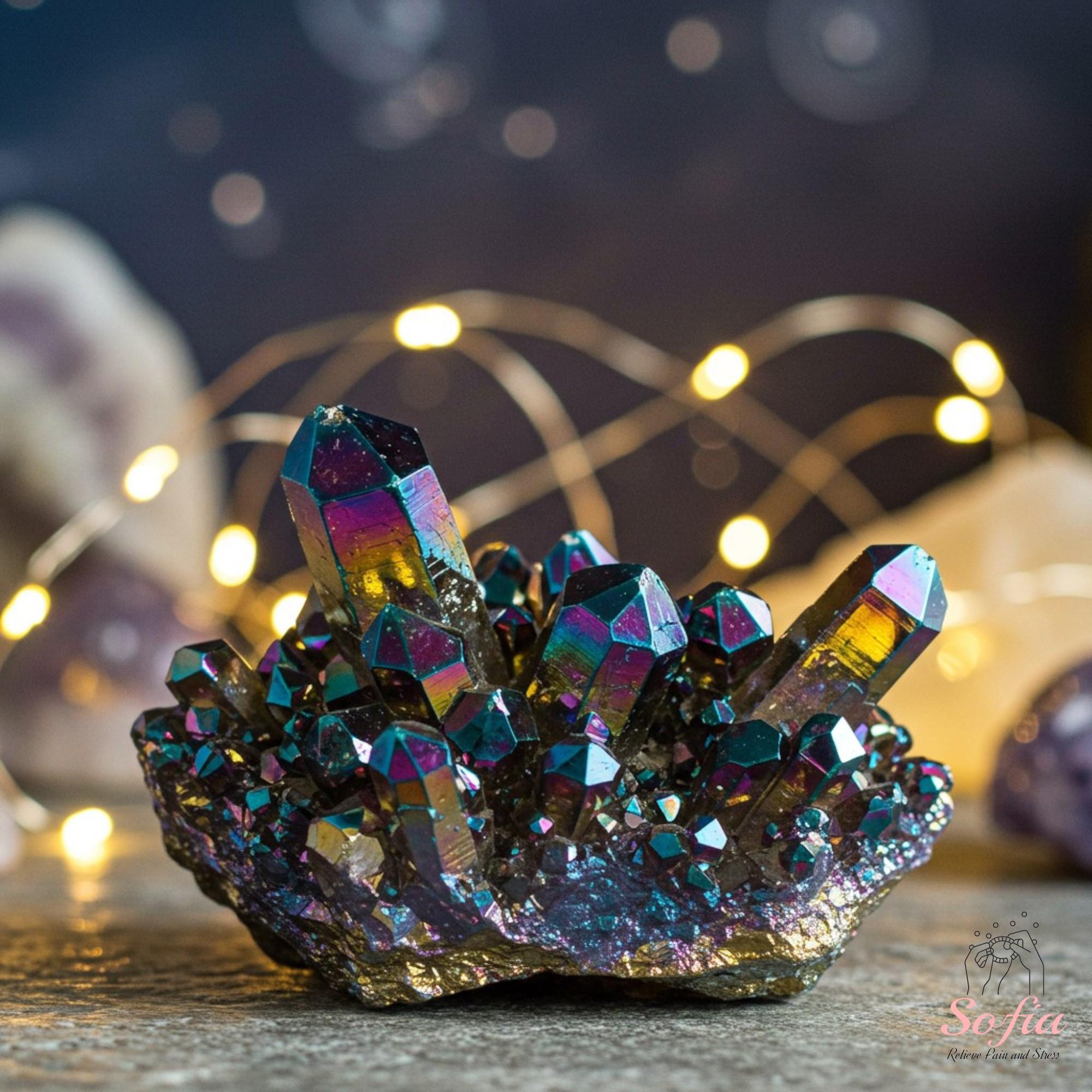 Titanium Angel Aura Crystal Cluster - Rainbow Aura Quartz Mineral ...