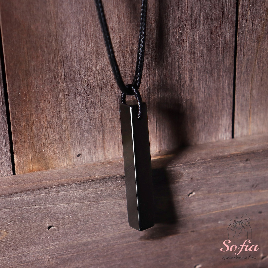 Obsidian Tube Stone Pendant - Natural Black Obsidian Stone Crystal ...