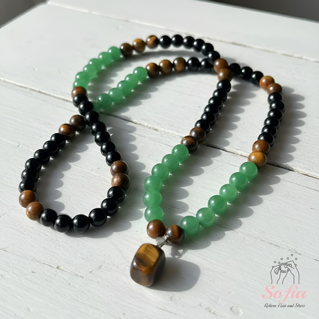 Abundance Necklace - Black Obsidian, Tigers Eye, Green Aventurine ...
