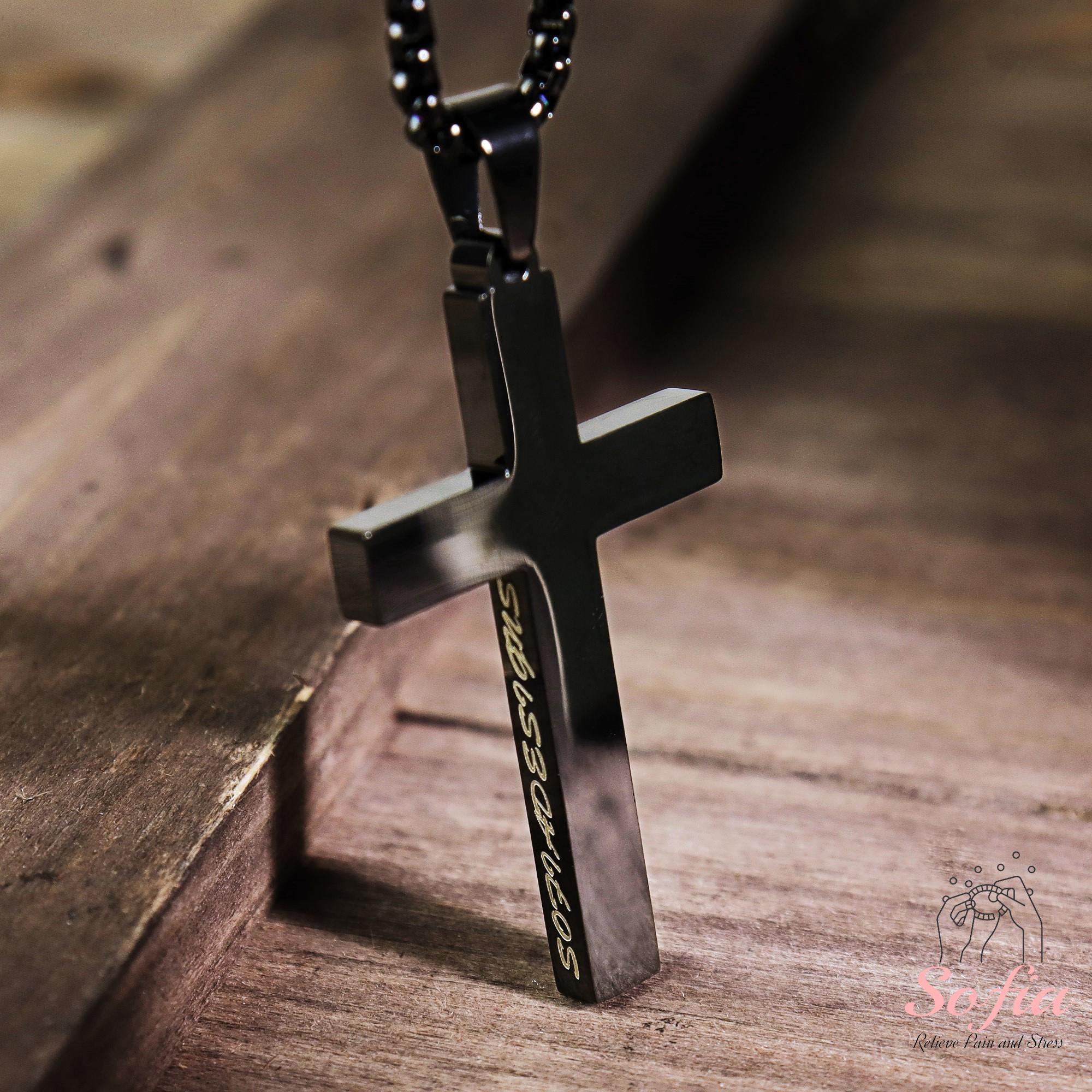Personalized Cross Necklace Titanium Steel Custom Engraved Pendant ...