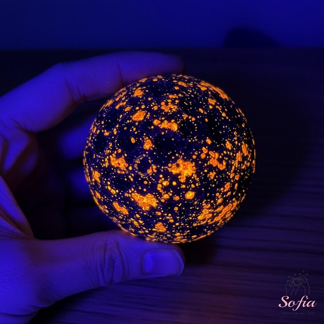 Yooperlite Moon Sphere, UV Reactive Crystal Sphere Ball, Yooperlite ...