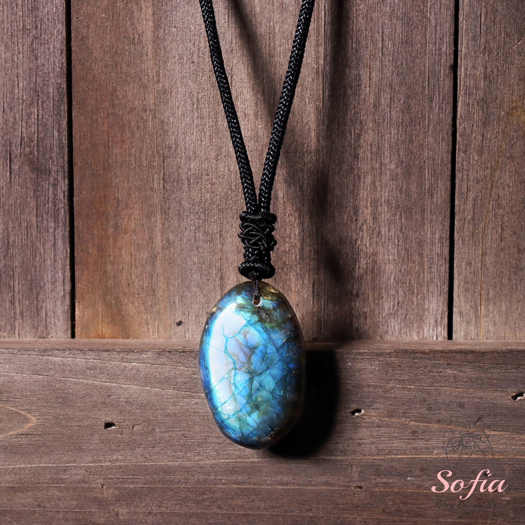 Labradorite Tumbled Stone Pendant - Natural Labradorite Crystal ...