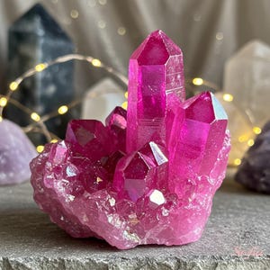 Angel Aura Pink Crystal Cluster - Titanium Pink Quartz Gemstone Mineral ...