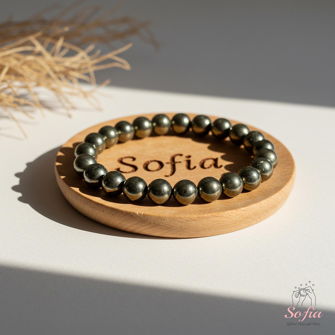 Natural Pyrite Stone Bracelet - 8mm Pyrite Gemstone Stretch Bracelet ...