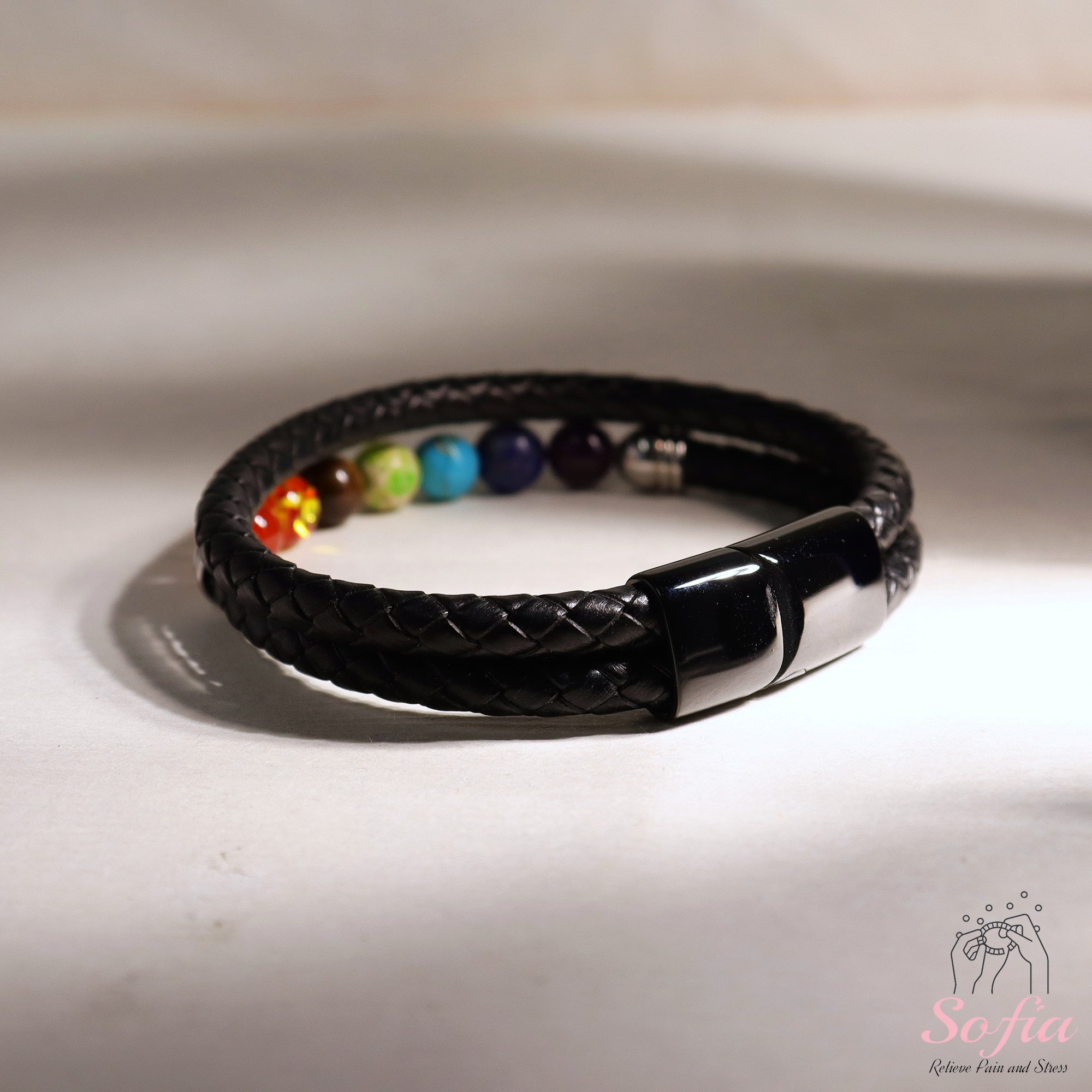 Mens Bracelet - Men's Leather Bracelet - Chakra Bracelet - Protection ...