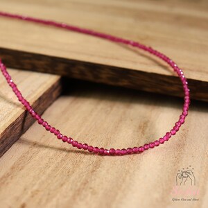 Ruby Choker, Stone Beaded Necklace, Pink Red Crystal Choker, Ruby ...