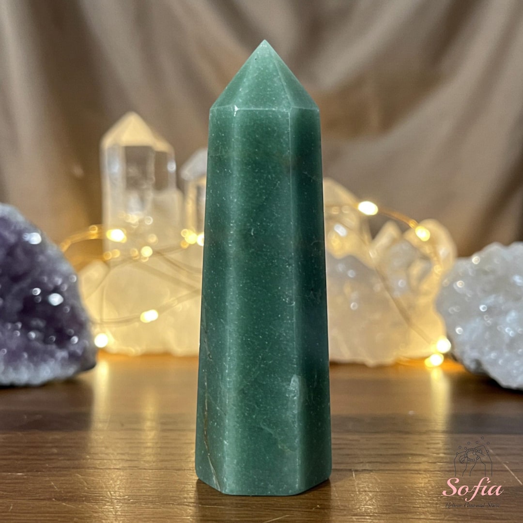 Green Aventurine Crystal Tower – Healing Chakra Stone Obelisk, Mineral ...