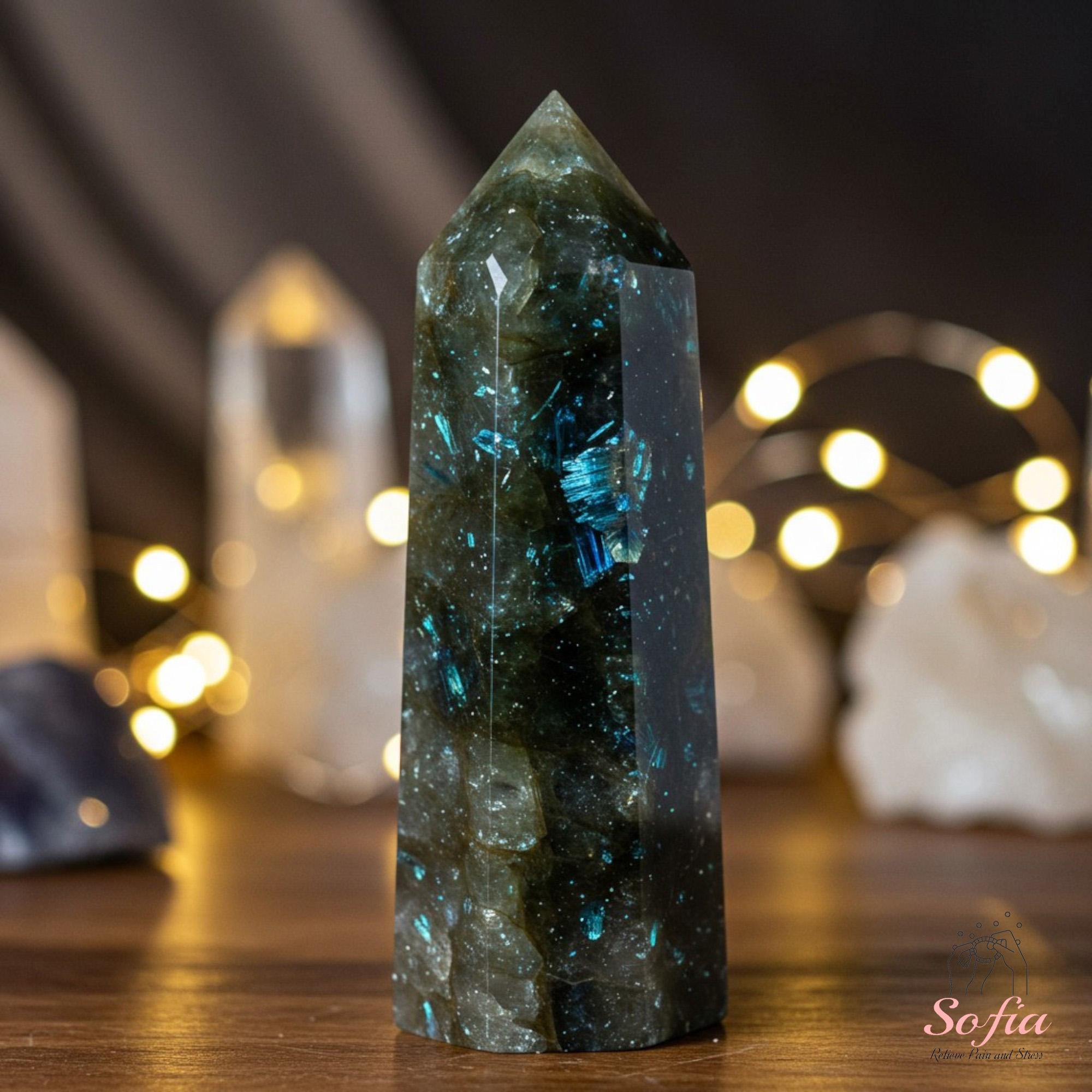 Natural Arfvedsonite Stone Tower - Black Single Point Crystal Tower ...