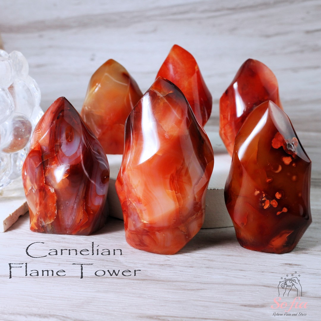 Carnelian Crystal Flame - Natural Red Agate Flame Tower - Carnelian ...