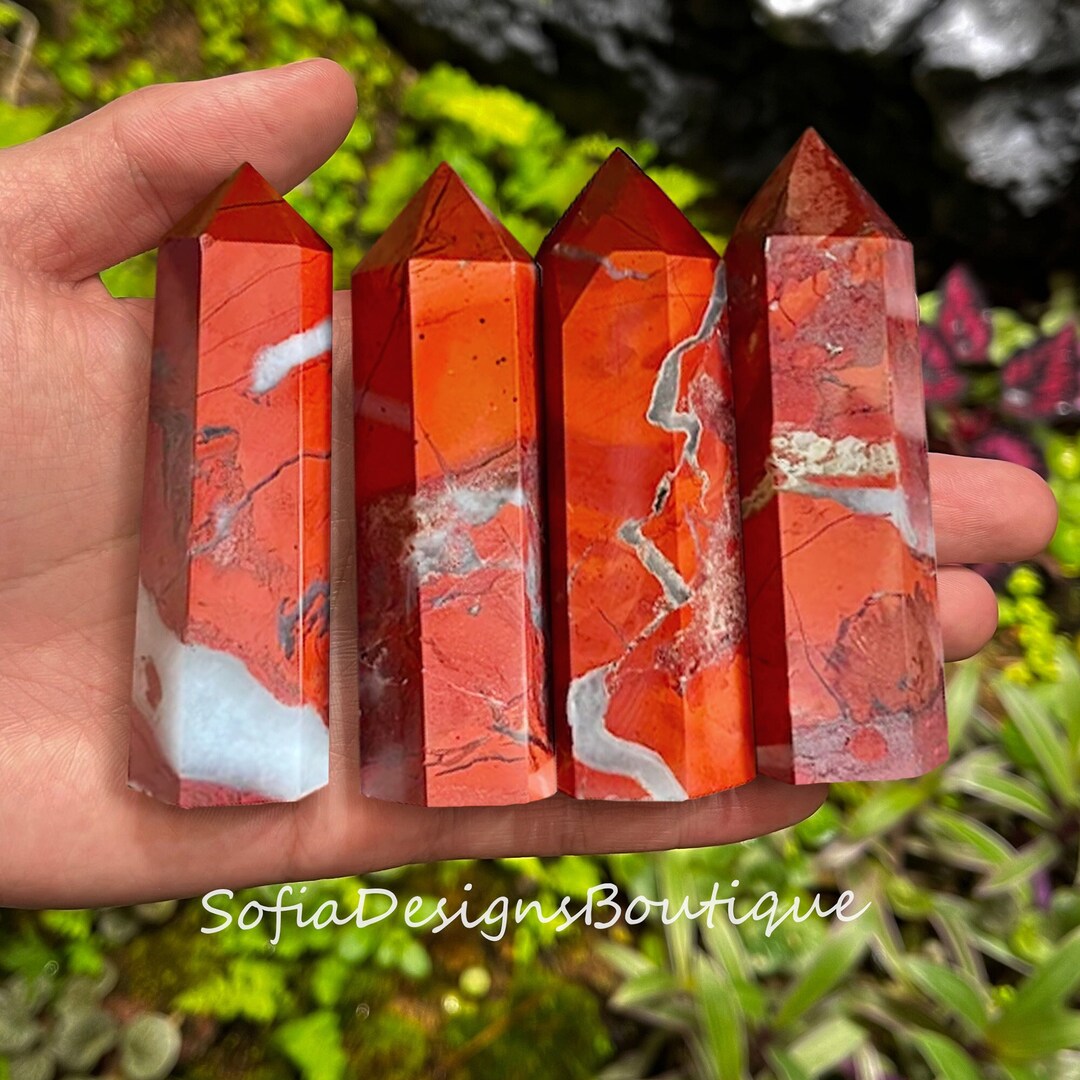 Red Jasper Tower - Red Stone Crystal Single Point Crystal Wand ...
