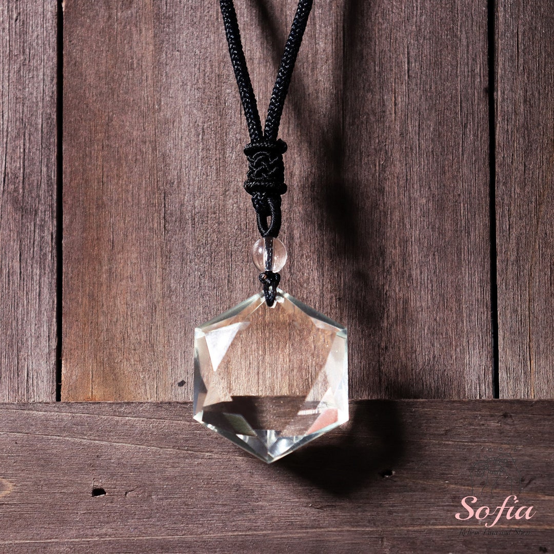Clear Quartz Hexagon Pendant - Natural White Crystal Gemstone Necklace ...