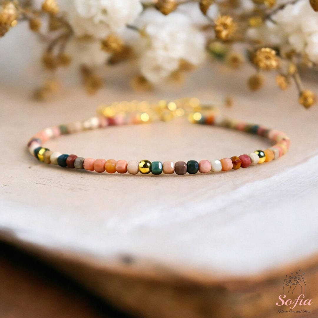 Alashan Agate Stone Bracelet Alaskan Agate Square Beads Dainty Bracelet ...