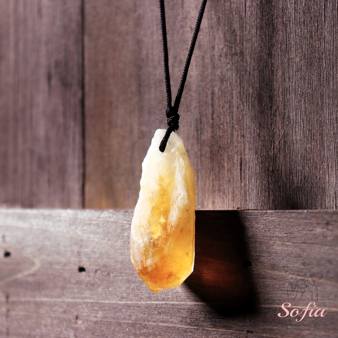 Raw Citrine Stone Necklace, Yellow Gemstone Necklace, Yellow Citrine ...