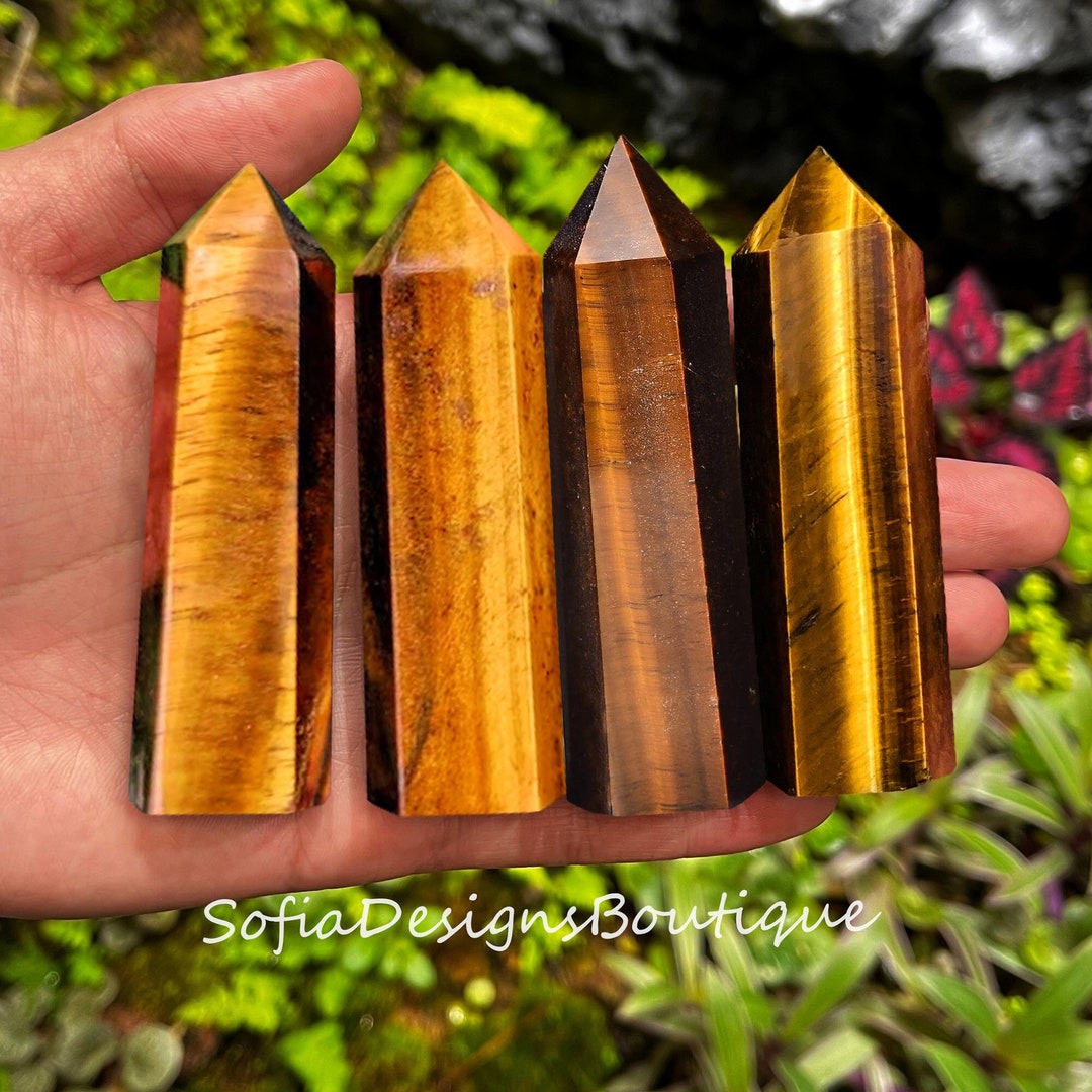 Tiger's Eye Stone Tower Natural Brown Gemstone Single Point Crystal ...