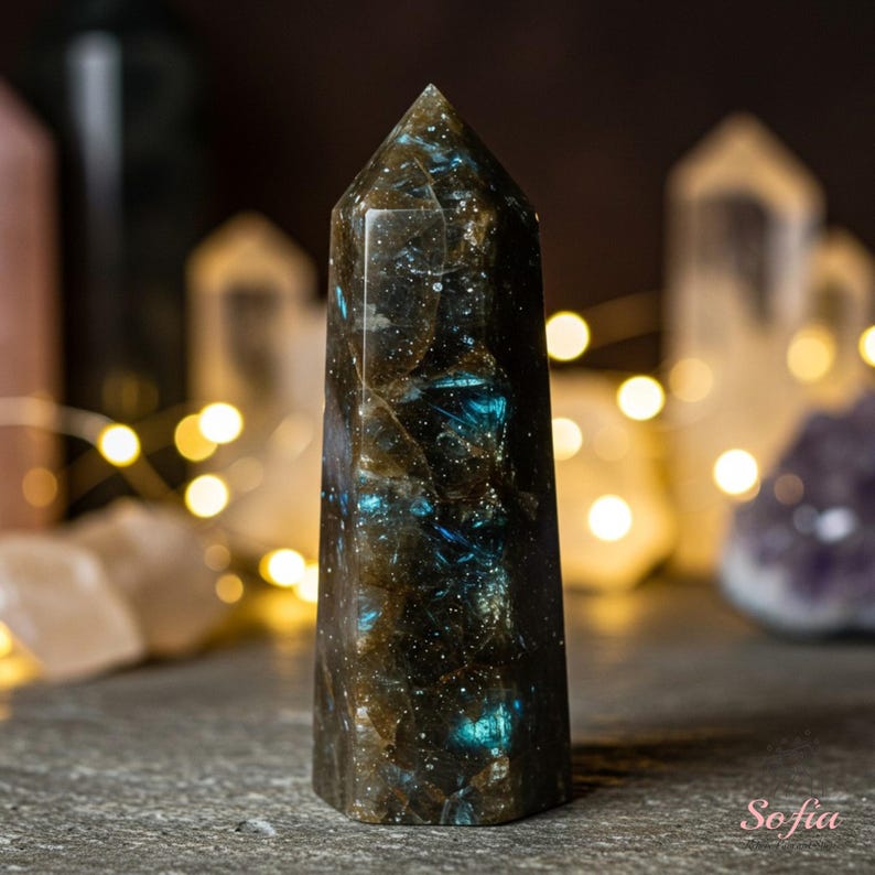 Natural Arfvedsonite Stone Tower - Black Single Point Crystal Tower ...