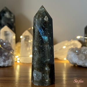 Natural Arfvedsonite Stone Tower - Black Single Point Crystal Tower ...