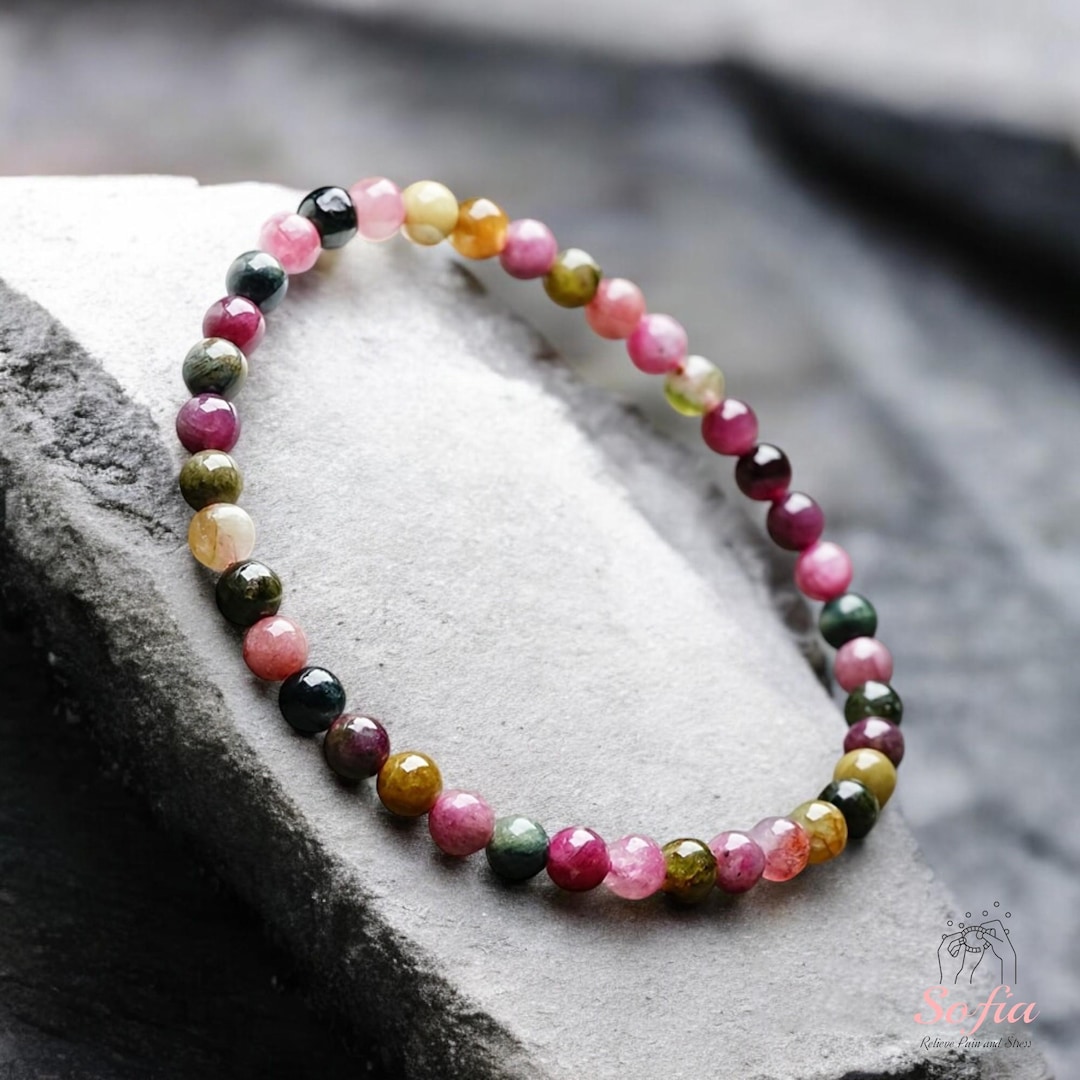 Natural Tourmaline Stone Bracelet - 4mm Gemstone Stretch Bracelet ...