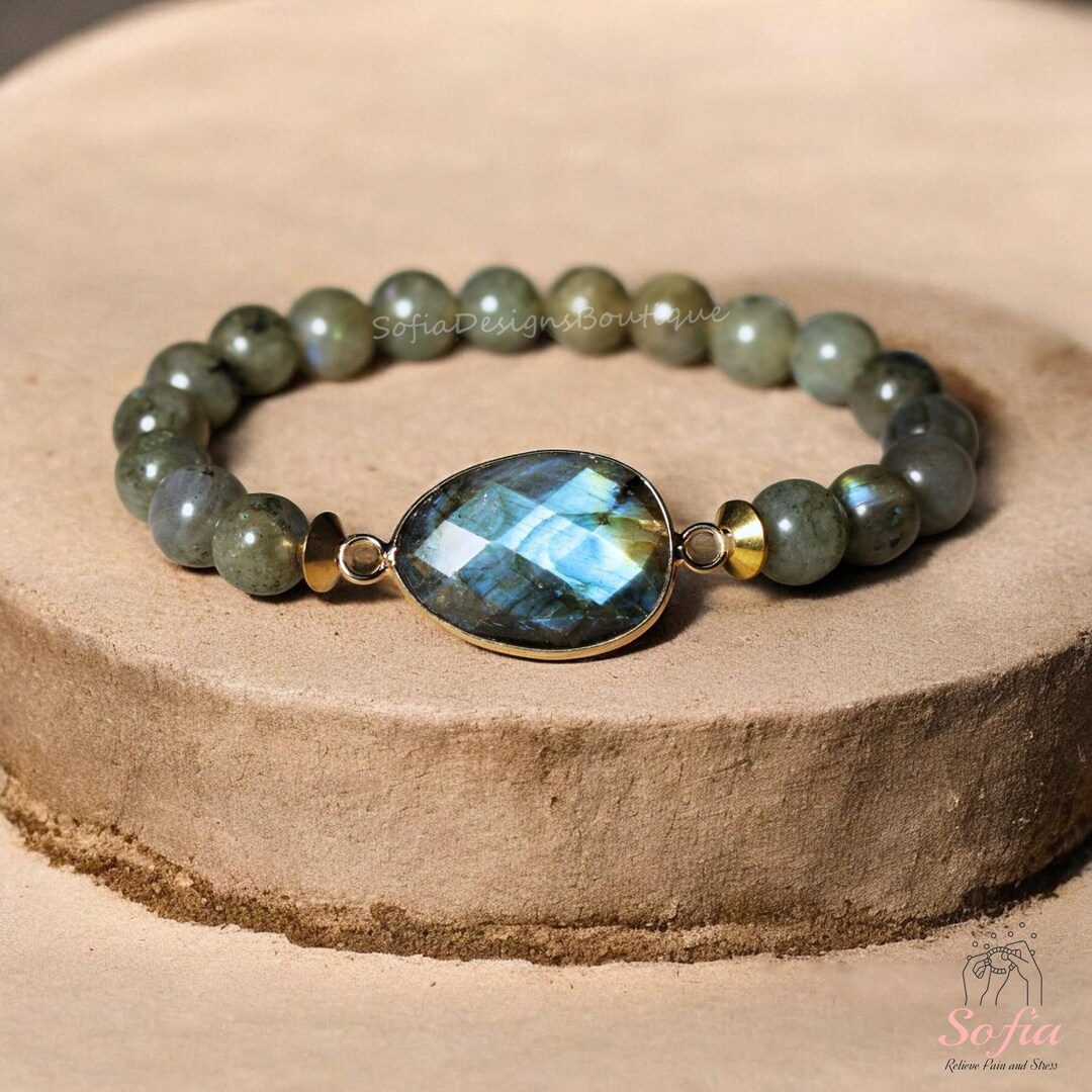 Natural Labradorite Bracelet - Labradorite Crystal Stretch Bracelet ...
