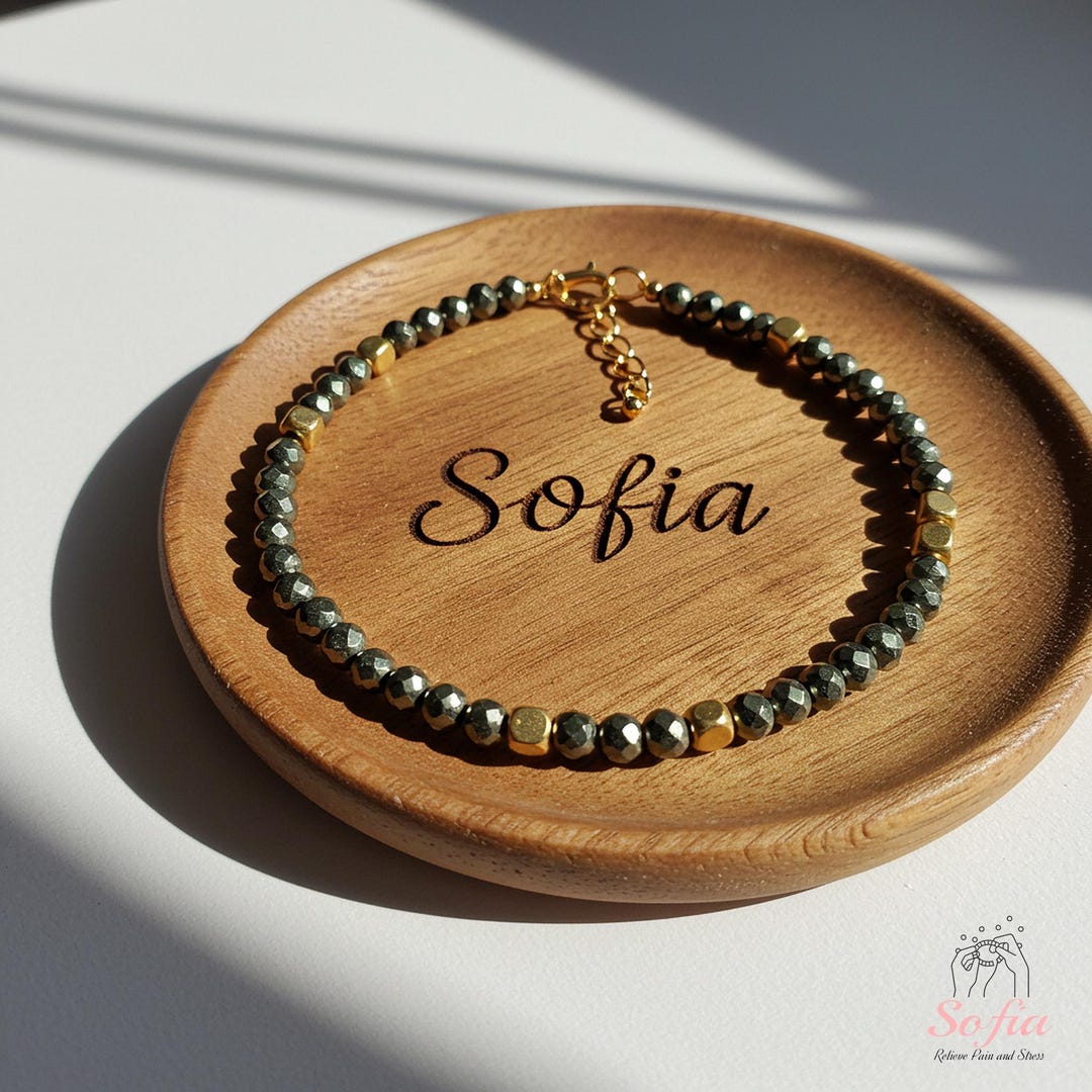 Natural Pyrite Stone Bracelet - 2mm Tiny Pyrite Crystal Dainty Bracelet ...