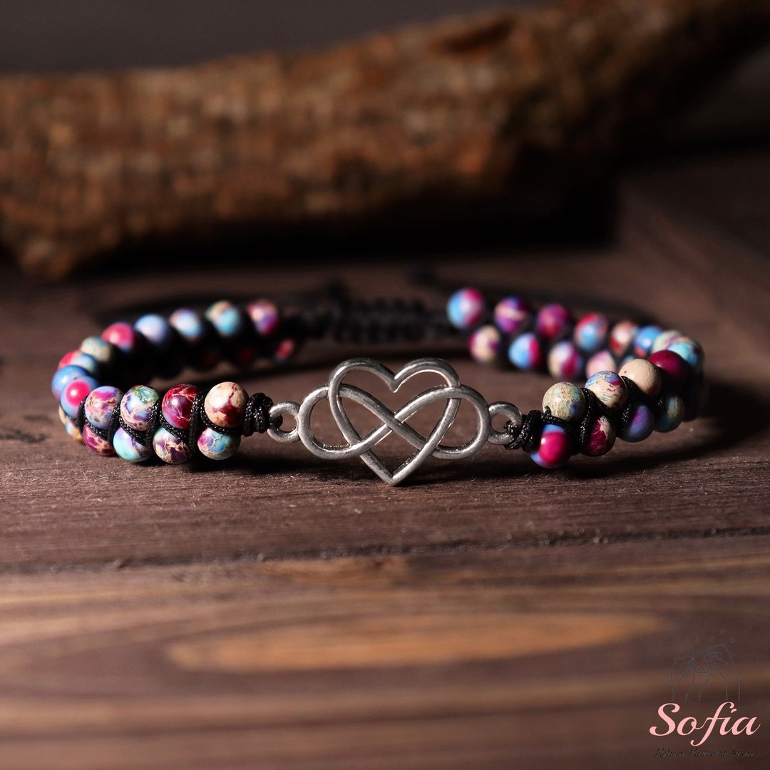 Infinity Heart Bracelet Endless Love Bracelet Natural Stone Healing ...