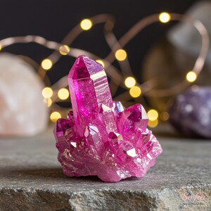 Angel Aura Pink Crystal Cluster - Titanium Pink Quartz Gemstone Mineral ...